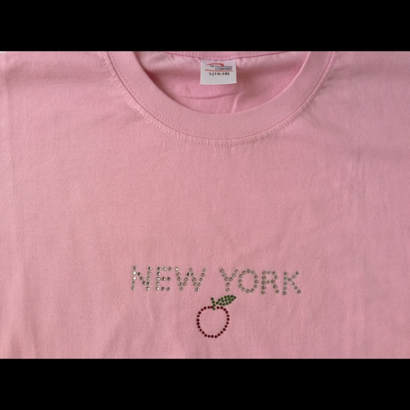 us clothing | Shirts & Tops | New York Rhinestone Pink Tee New | Poshmark